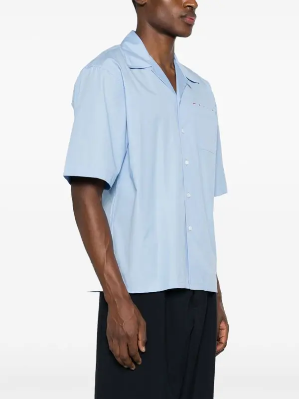 Marni Logo-print Poplin Shirt - Blue