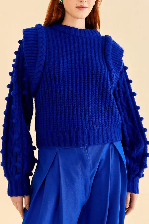 Farm Rio Braided Sweater - Blue