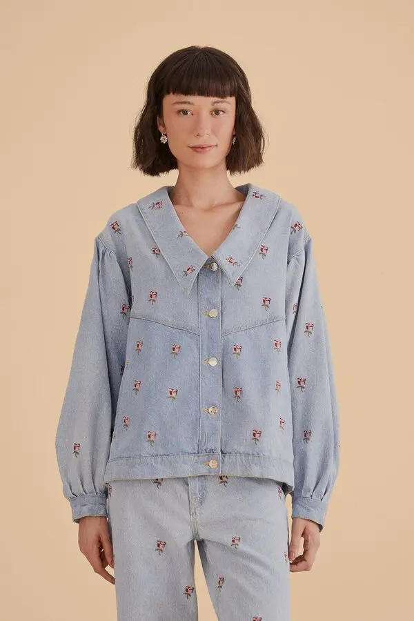 FARM RIO ACTIVE Rose Embroidered Jacket