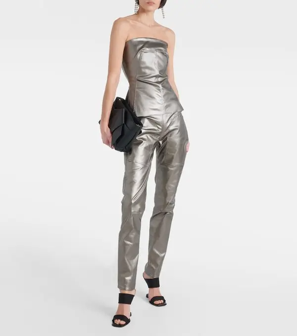 Rick Owens Metallic Denim Leggings
