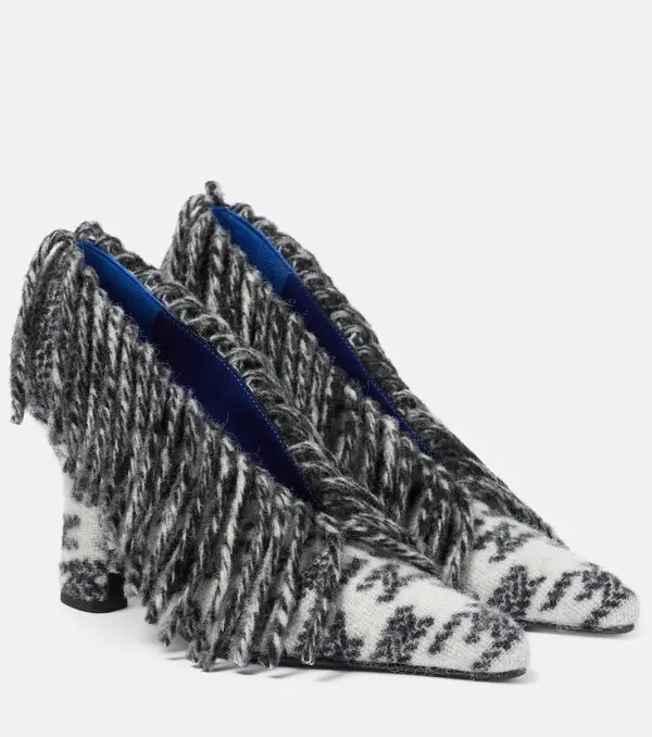 Burberry Sweep 100 Fringed Wool Pumps