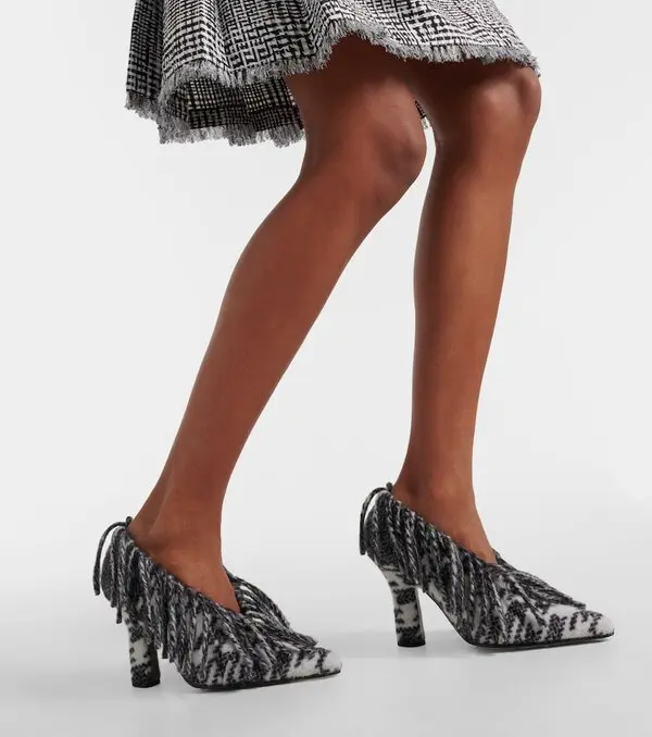 Burberry Sweep 100 Fringed Wool Pumps