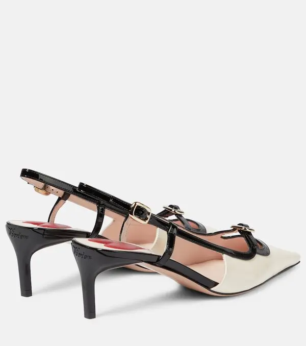 ROGER VIVIER Patent Leather Slingback Pumps - White