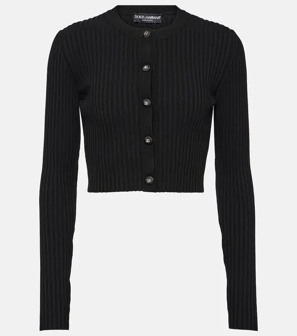 Dolce & Gabbana Ribbed-knit Cropped Cardigan - Black