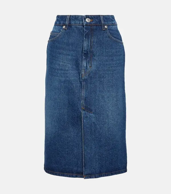AMI Paris Denim Pencil Skirt - Blue