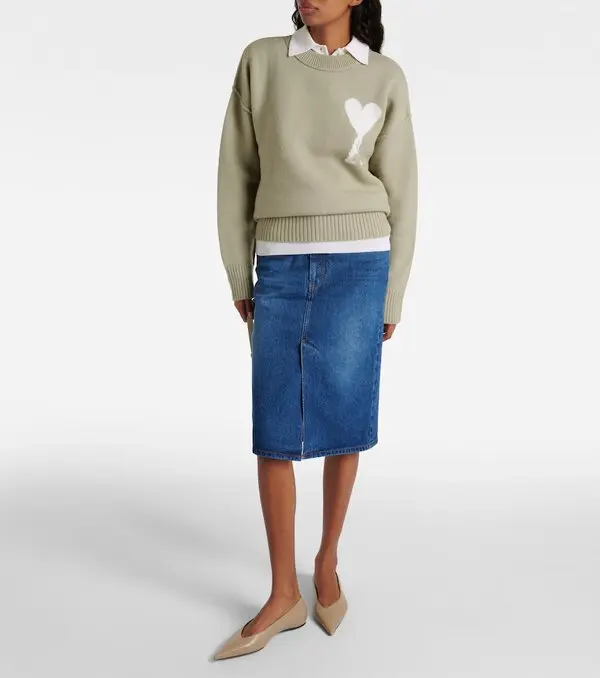 AMI Paris Denim Pencil Skirt