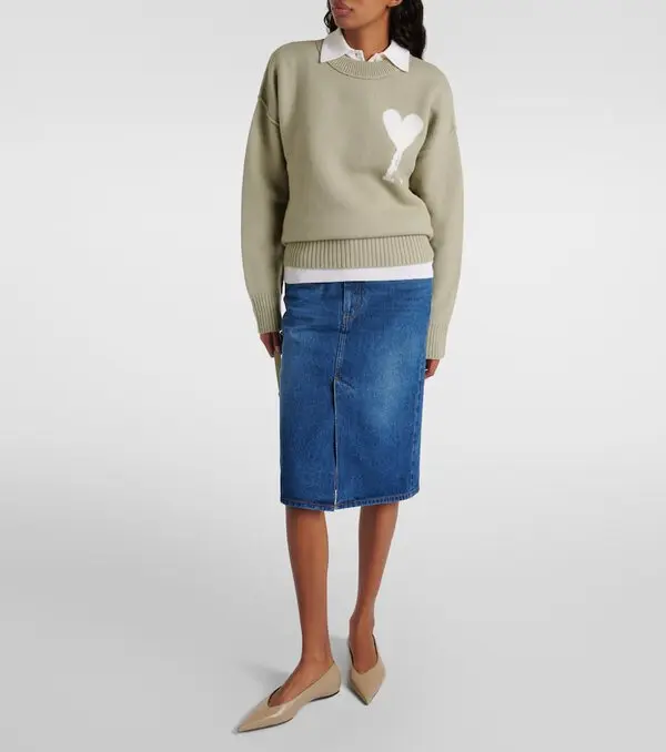 Ami Denim Pencil Skirt