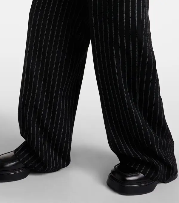 AMI Paris High-rise Wide-leg Wool Pants - Black