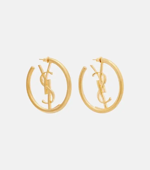 Saint Laurent Cassandre Hoop Earrings - Gold