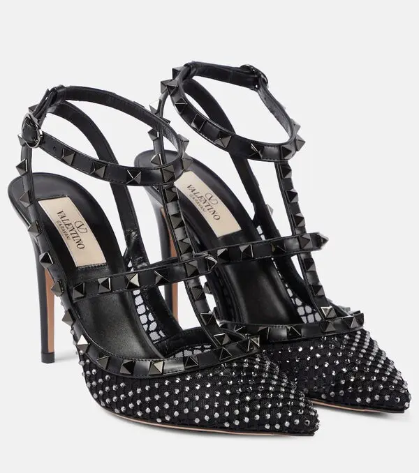 Valentino Garavani Rockstud 100 Leather Pumps - Black