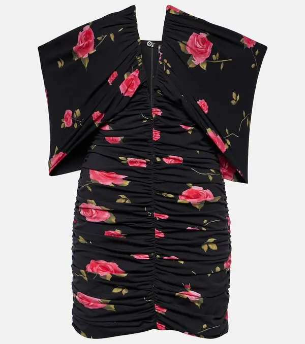 Magda Butrym Off-shoulder Floral Minidress - Black