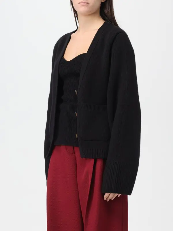Khaite Ribbed V-neck Cardigan With Pockets - Black
