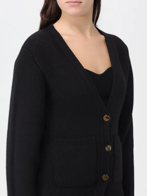 Khaite Ribbed V-neck Cardigan With Pockets - Black