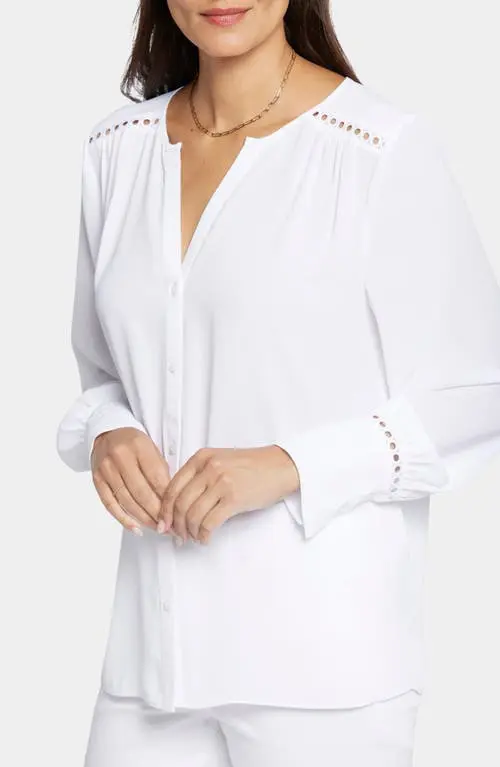 NYDJ Liliana Lace Inset Peasant Top - Optic White