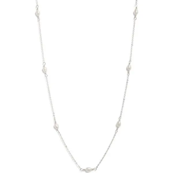 SET & STONES Madeline Freshwater Pearl Station Necklace - Silver