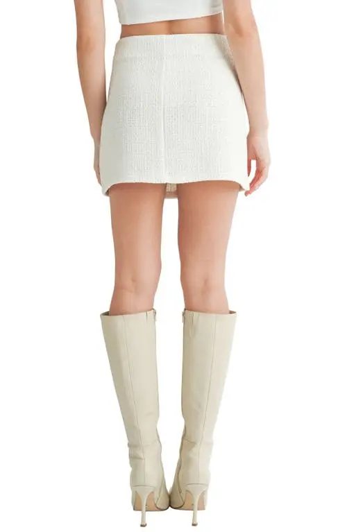 ALL IN FAVOR Imitation Pearl-embellished Tweed Miniskirt