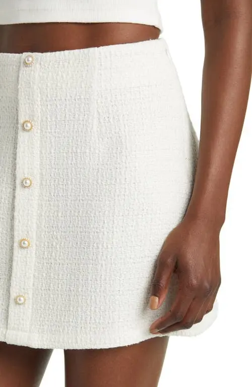 ALL IN FAVOR Imitation Pearl-embellished Tweed Miniskirt