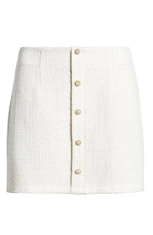 ALL IN FAVOR Imitation Pearl-embellished Tweed Miniskirt