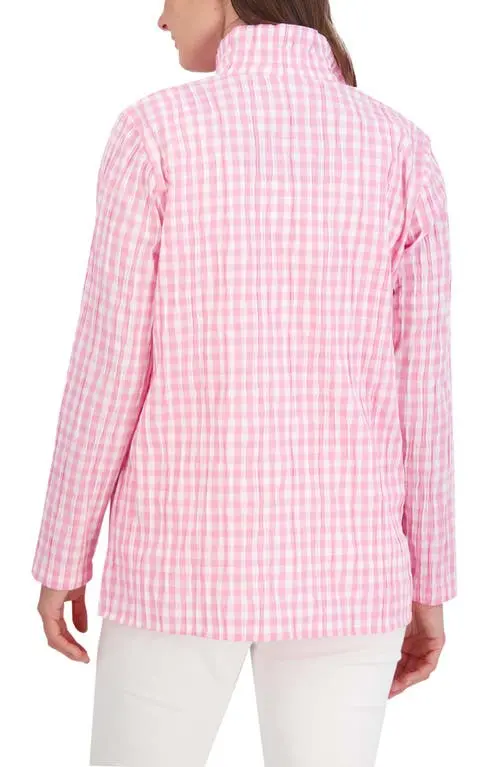 Foxcroft Carolina Crinkled Gingham Button-up Shirt
