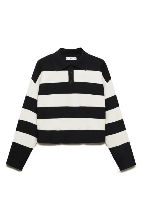 Mango Stripe Polo Sweater