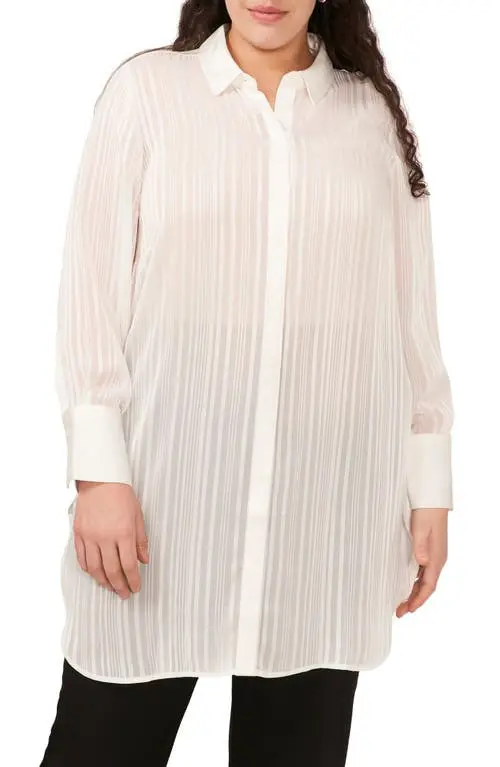 Halogen Stripe Button-up Tunic Top - New Ivory