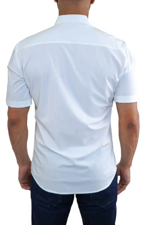 MACEOO Galileo Stretchcore Short Sleeve Performance Button-up Shirt - White