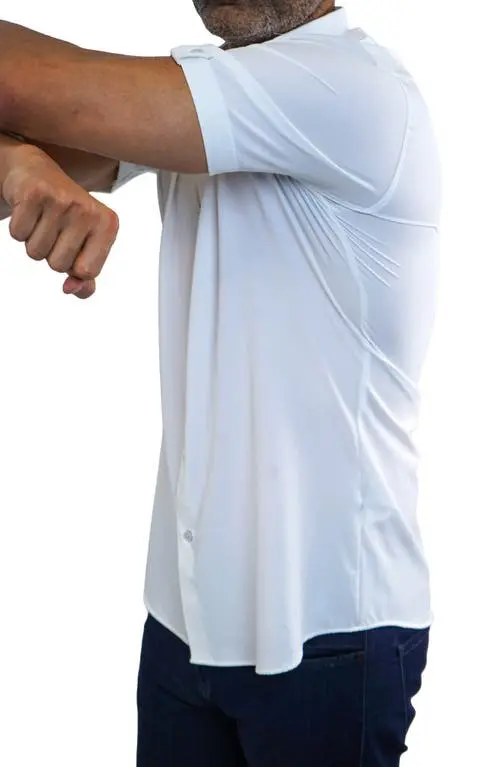 MACEOO Galileo Stretchcore Short Sleeve Performance Button-up Shirt - White