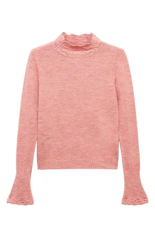 Mango Mock Neck Flared Cuff Sweater