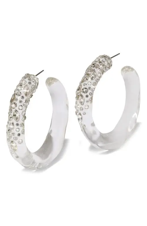 Alexis Bittar Confetti Crystal Lucite® Hoop Earrings - Crystal/clear