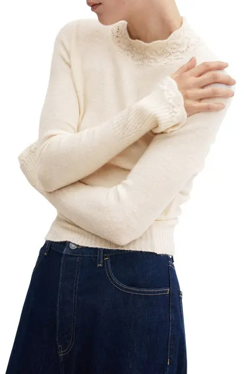 Mango Mock Neck Flared Cuff Sweater