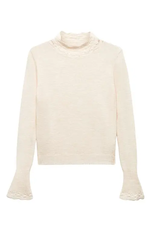 Mango Mock Neck Flared Cuff Sweater