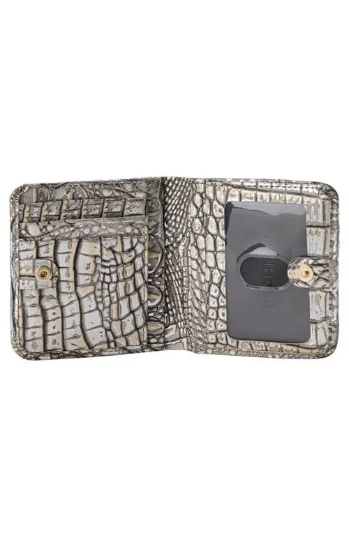 Brahmin Jane Croc Embossed Leather Bifold Wallet - Chrome