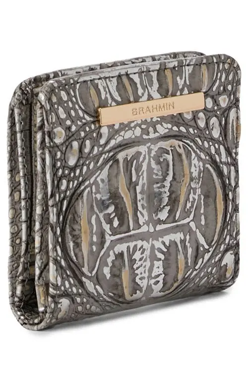 Brahmin Jane Croc Embossed Leather Bifold Wallet - Chrome