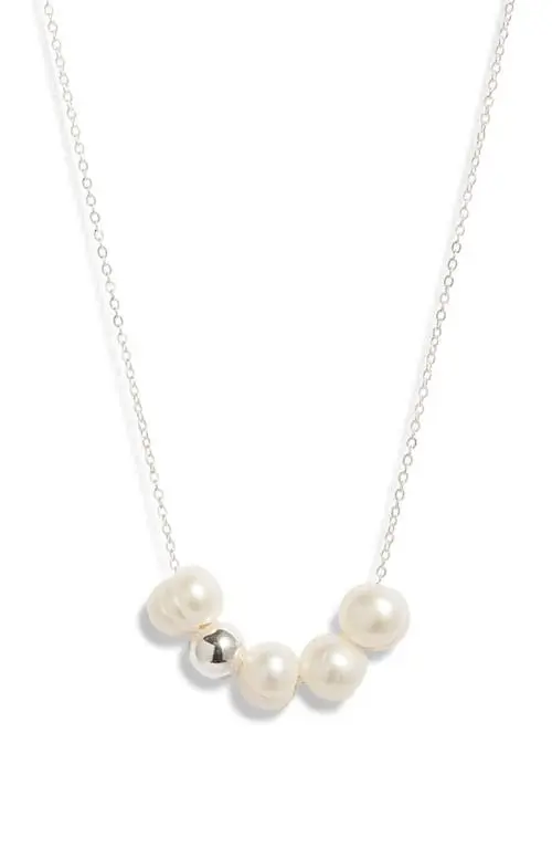 SET & STONES Portia Pearl Chain Necklace - Pearl/ Silver