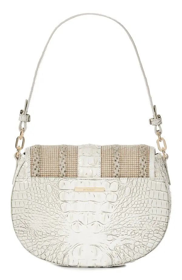 Brahmin Cynthia Straw & Leather Shoulder Bag