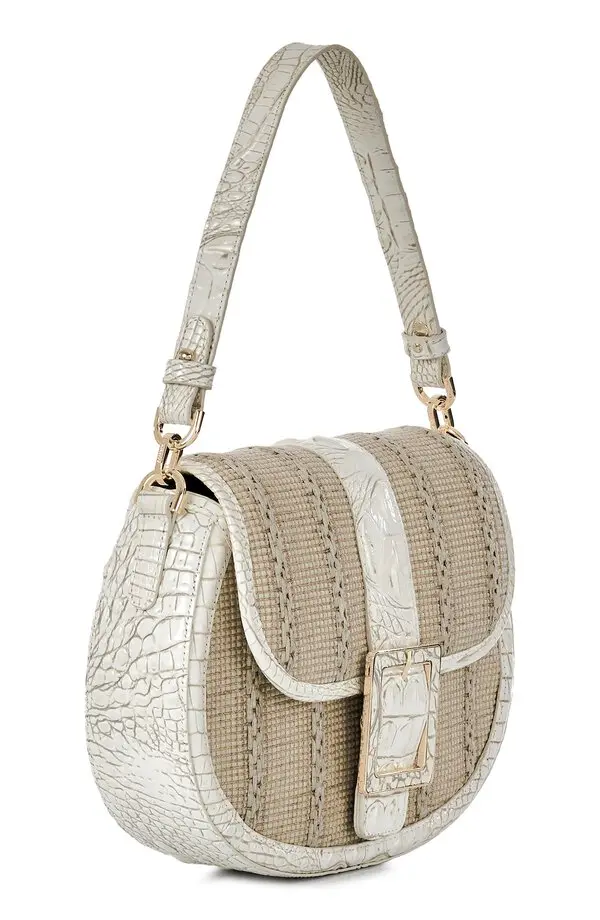 Brahmin Cynthia Straw & Leather Shoulder Bag