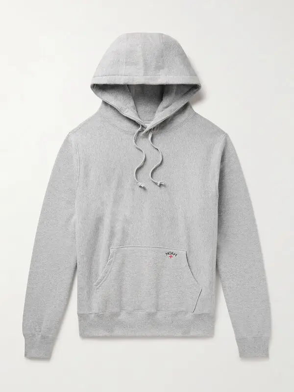 NOAH Logo-embroidered Cotton-jersey Hoodie - Gray