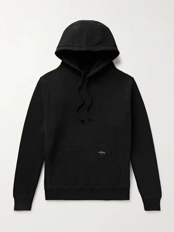 NOAH Embroidered Cotton-jersey Hoodie - Black