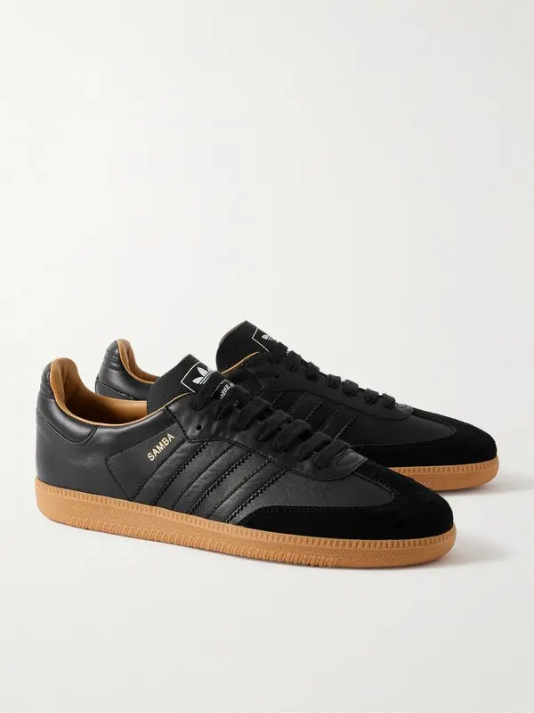 Adidas Originals By Alexander Wang Samba Og Suede-Trimmed Leather Sneakers  - Black | Editorialist