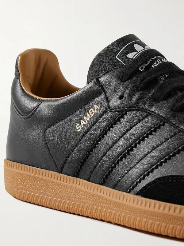 Adidas Originals By Alexander Wang Samba Og Suede-Trimmed Leather Sneakers  - Black | Editorialist