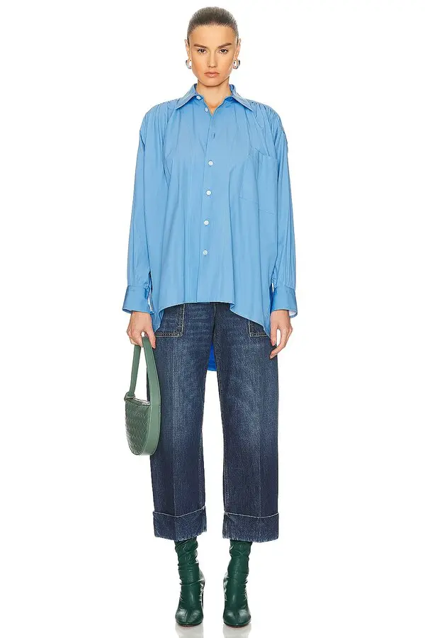 Bottega Veneta Compact Cotton Shirt - Admiral