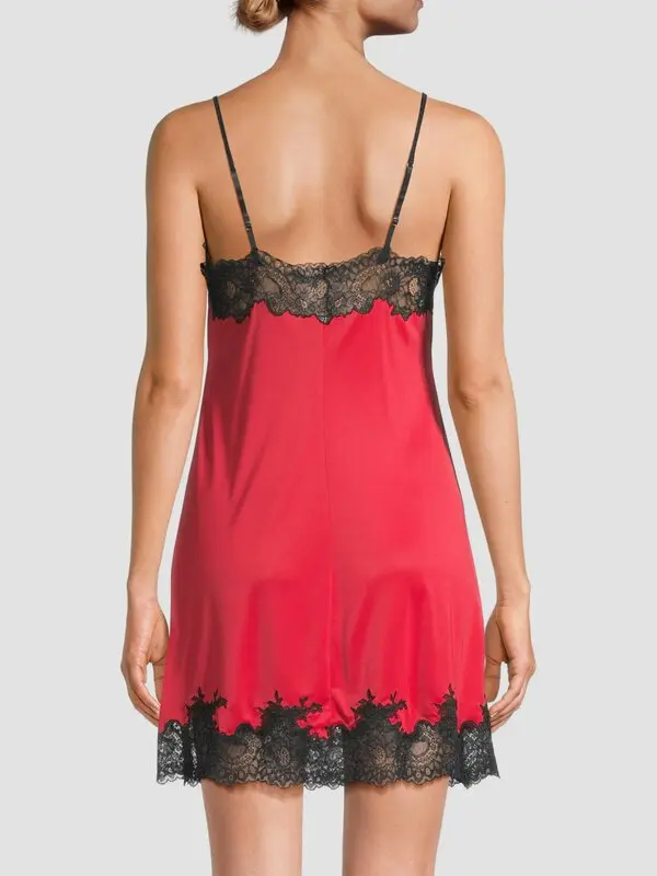 Natori Enchant Satin & Lace Slip - Brocade Red