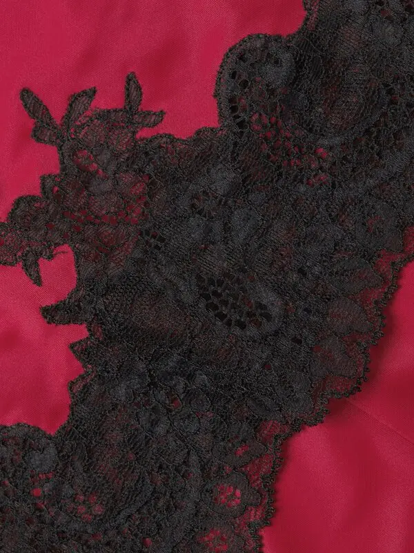 Natori Enchant Satin & Lace Slip - Brocade Red