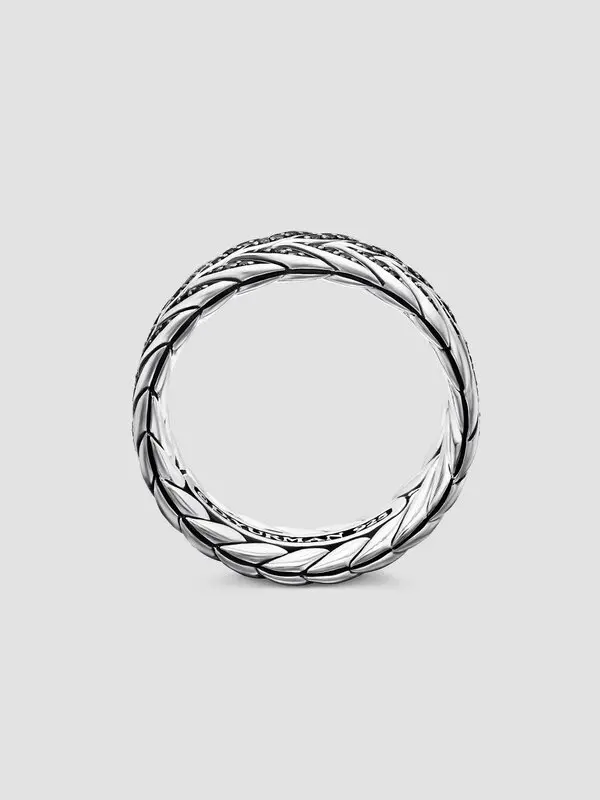 David Yurman Chevron Pavé Band Ring In Sterling Silver - Black Diamond