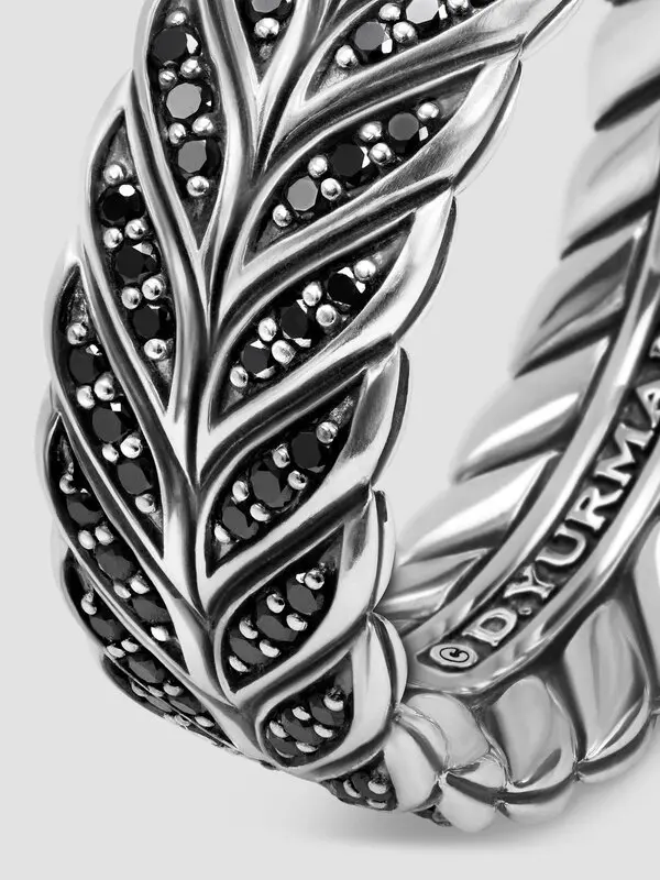 David Yurman Chevron Pavé Band Ring In Sterling Silver - Black Diamond