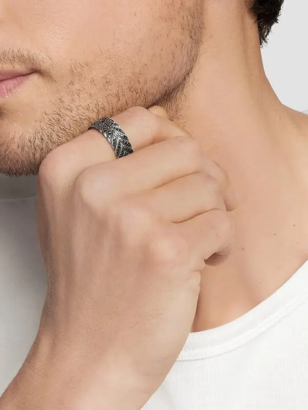 David Yurman Chevron Pavé Band Ring In Sterling Silver - Black Diamond