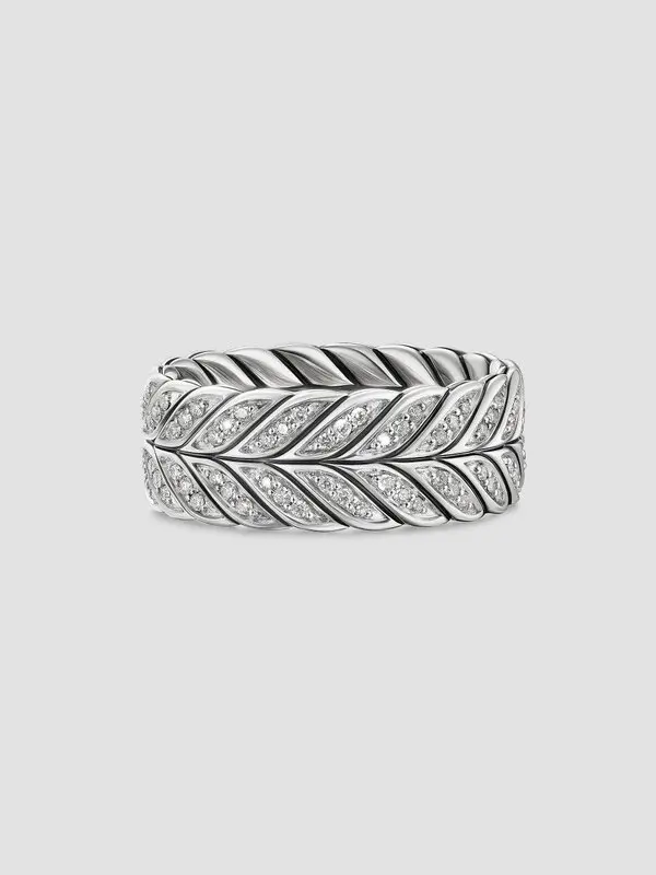 David Yurman Chevron Pavé Band Ring In Sterling Silver - Diamond