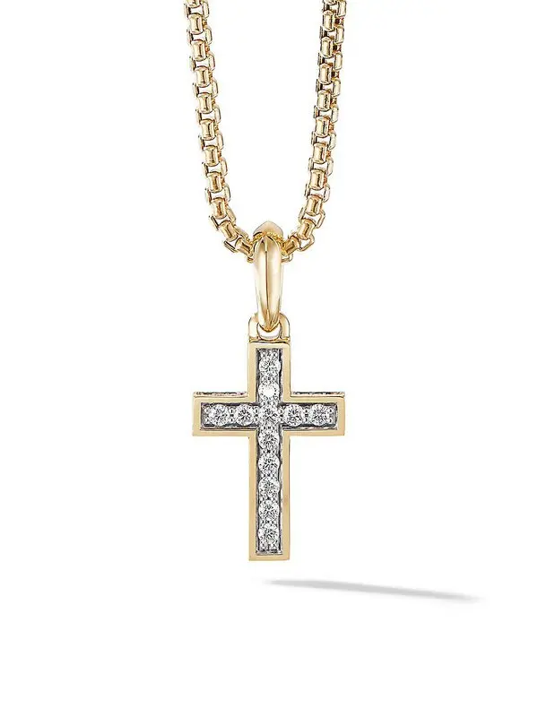 David Yurman Streamline Cross Pendant In 18k Yellow Gold - Diamond