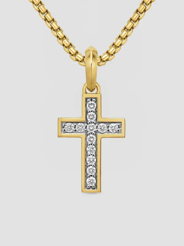 David Yurman Streamline Cross Pendant In 18k Yellow Gold - Diamond