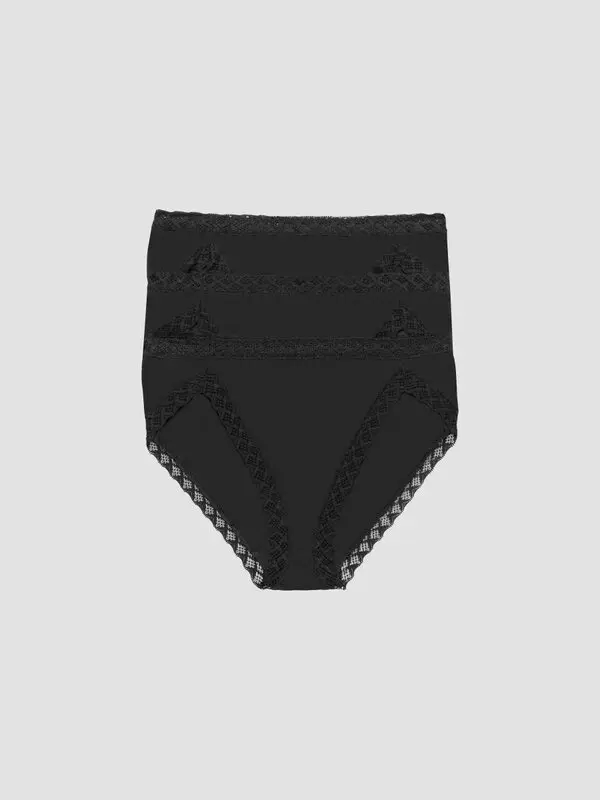 Natori Bliss Cotton French Cut Brief 3 Pack - Black